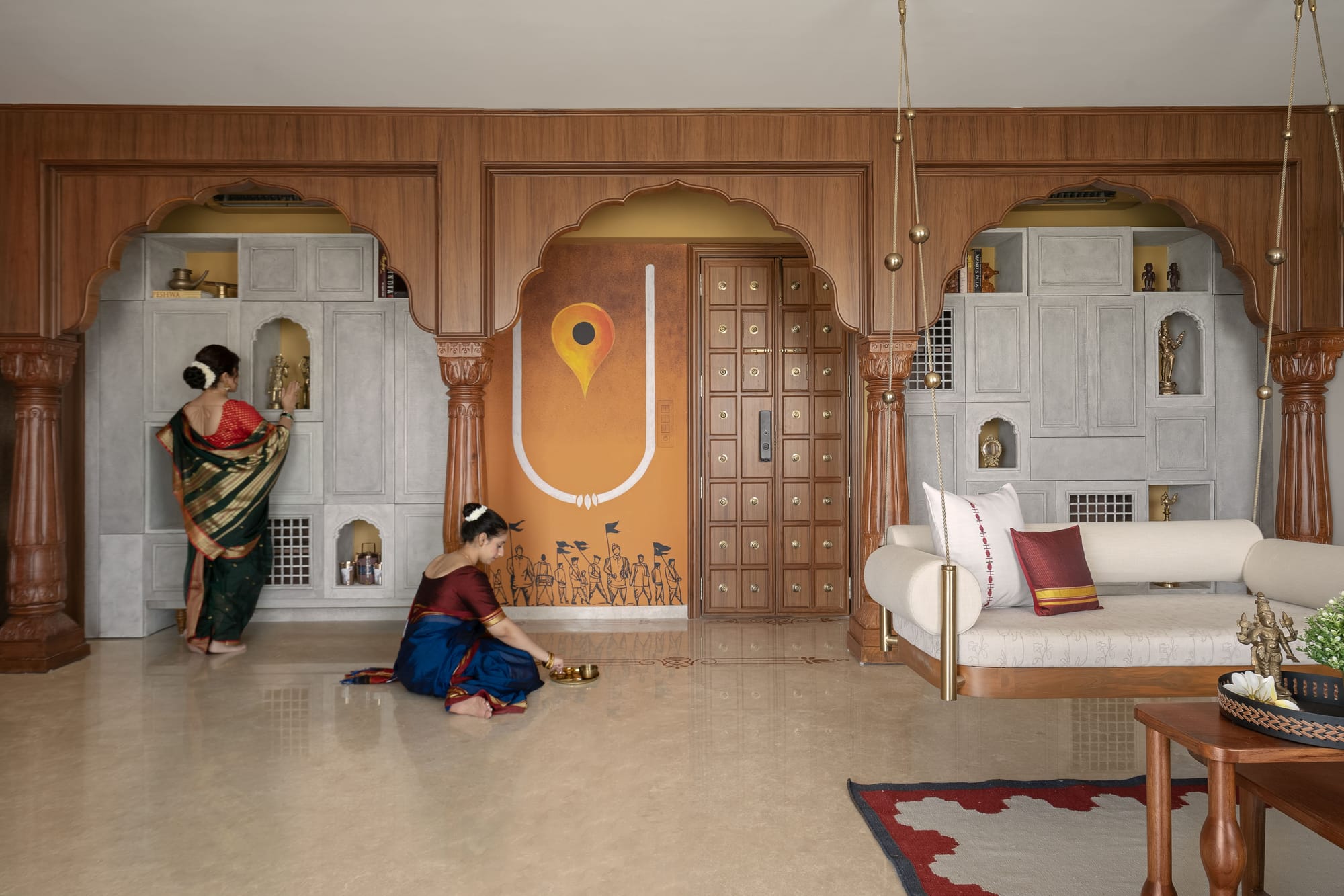 Mumbai Wada-Inspired Home of Pillars & Arches in 1500 sq.ft.